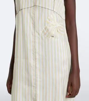 Prada Striped Midi Dress With Bow Detail