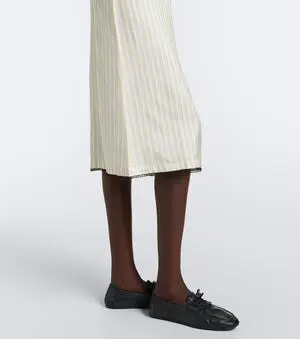 Prada Striped Midi Dress With Bow Detail