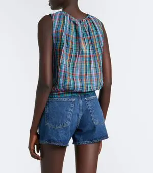 DÔEN D�en Theo Plaid Cotton Crop Top