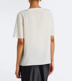 JOSEPH Rubin Silk T-shirt In Ivory - White