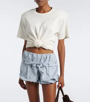 Magda Butrym Belted Striped Cotton And Silk Shorts