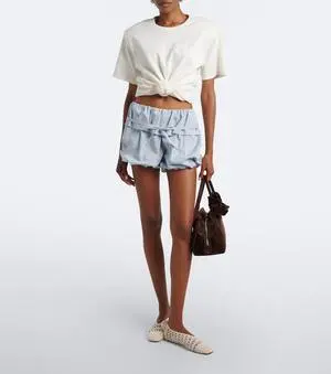 Magda Butrym Belted Striped Cotton And Silk Shorts