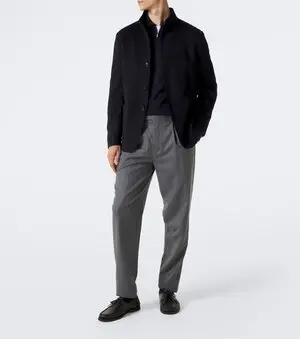 LARDINI Wool, Silk, And Cashmere Zip Polo Sweater