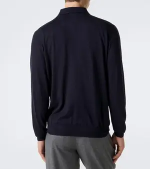 LARDINI Wool, Silk, And Cashmere Zip Polo Sweater