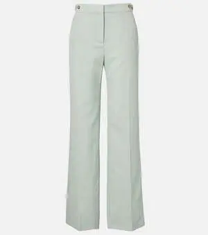Stella McCartney Wool Straight Leg Trousers - Blue