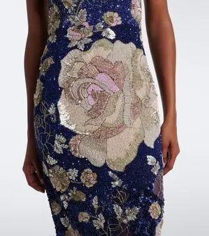 LA FUORI Là Fuori Sequined Floral Gown