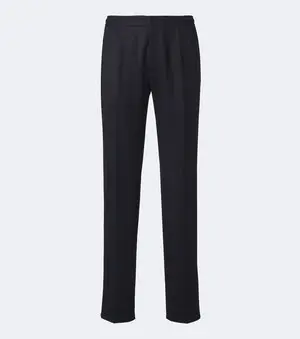 Rubinacci Virgin Wool Straight Leg Trousers - Blue