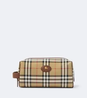 Burberry Check Canvas Toiletry Bag - Brown