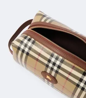 Burberry Check Canvas Toiletry Bag - Brown