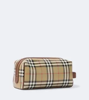 Burberry Check Canvas Toiletry Bag - Brown