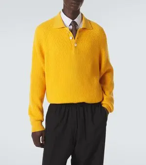 UMIT BENAN Diana Cashmere Polo Sweater - Yellow