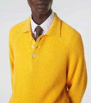 UMIT BENAN Diana Cashmere Polo Sweater - Yellow