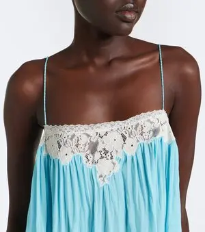 DÔEN D�en Clemente Lace-trimmed Silk Minidress