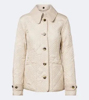 Burberry Fernleigh Leather-trimmed Quilted Jacket - Beige