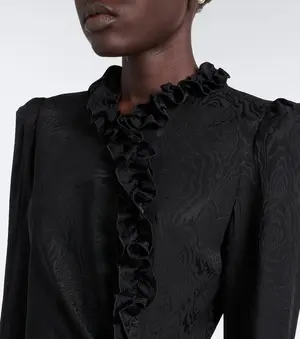 Alessandra Rich Bow-detail Ruffled Silk Moir� Minidress