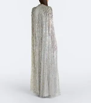 Jenny Packham Dakota Embellished Cape Gown