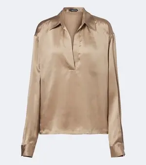TOM FORD Silk Satin Blouse - Beige