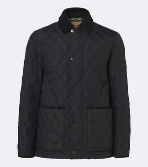Burberry Haddington Quilted Corduroy-trimmed Jacket - Black