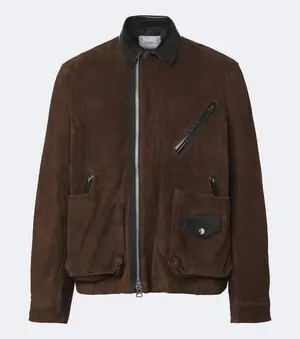 Sacai Leather-trimmed Suede Blouson Jacket - Brown