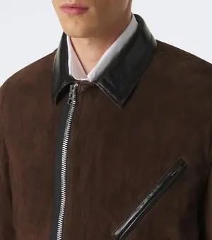 Sacai Leather-trimmed Suede Blouson Jacket