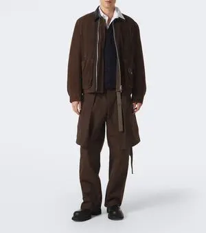 Sacai Suede And Leather-trimmed Blouson Jacket