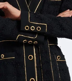 Alessandra Rich Belted Cotton-blend Bouclé Tweed Coat