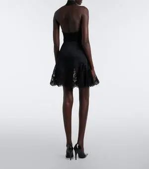 Stella McCartney Asymmetric Lace-trimmed Satin Miniskirt