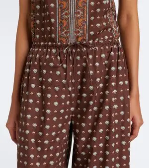 DÔEN Yarrow Printed Cotton Tapered Pants - Brown