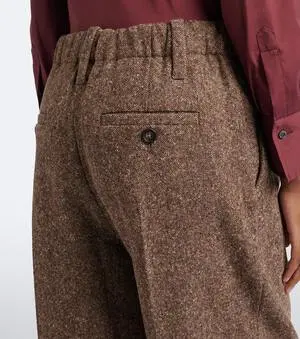 Brunello Cucinelli High-rise Wool-blend Straight Pants