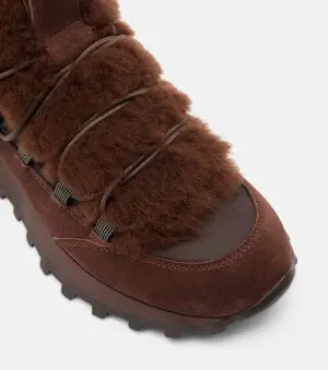 Brunello Cucinelli Monili Shearling-trimmed Suede Sneakers