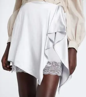 Acne Studios Lace-trimmed Satin Miniskirt - Blue