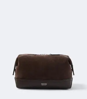 TOM FORD Leather-trimmed Suede Toiletry Bag
