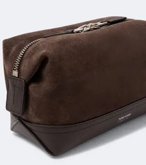 TOM FORD Suede Toiletry Bag With Leather Trim