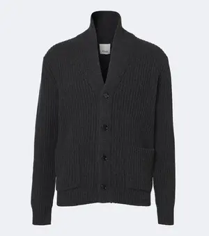 ALLUDE Ribbed-knit Wool And Cashmere Cardigan - Grey