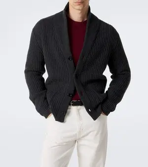 ALLUDE Ribbed Wool And Cashmere Cardigan