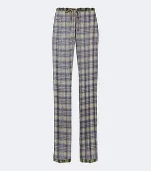 Dries Van Noten Chiffon Checked Pants - Green