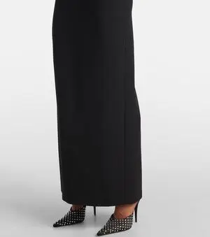 Magda Butrym Floral-appliqué Wool-blend Gown - Black