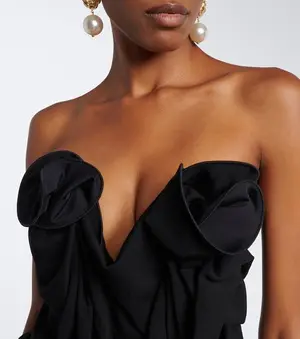 Magda Butrym Floral-appliqué Wool-blend Bustier Top