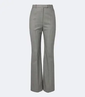 Alexander McQueen Wool Straight Leg Trousers - Grey