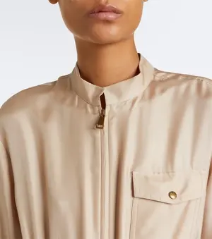 Moncler Silk Zip-up Minidress - Beige