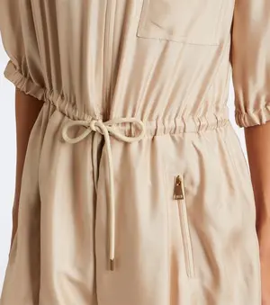 Moncler Silk Zip-up Minidress - Beige