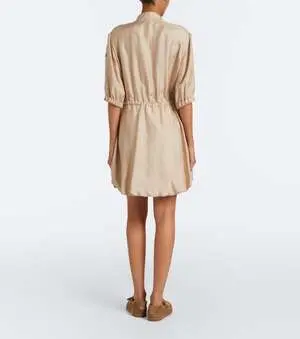 Moncler Silk Zip-up Minidress - Beige