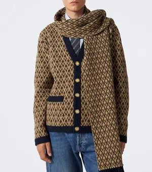 Valentino Garavani Toute La V Virgin Jacquard Wool Scarf