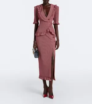 Alessandra Rich Ruffled Polka-dot Midi Dress - Red