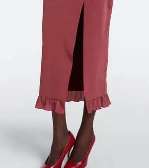 Alessandra Rich Ruffled Polka-dot Midi Dress - Red