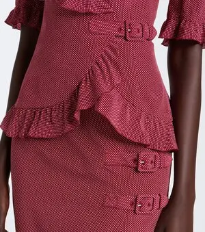 Alessandra Rich Ruffled Polka-dot Midi Dress - Red