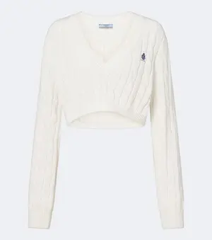 Prada Cable-knit V-neck Cotton Sweater - White