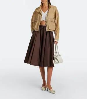 Prada Cable-knit Cropped V-neck Sweater