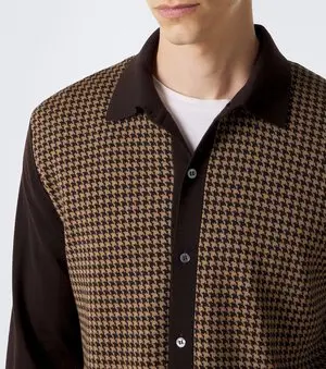 LARDINI Houndstooth Wool Cardigan
