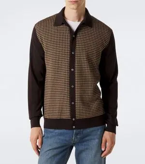 LARDINI Houndstooth Wool Cardigan